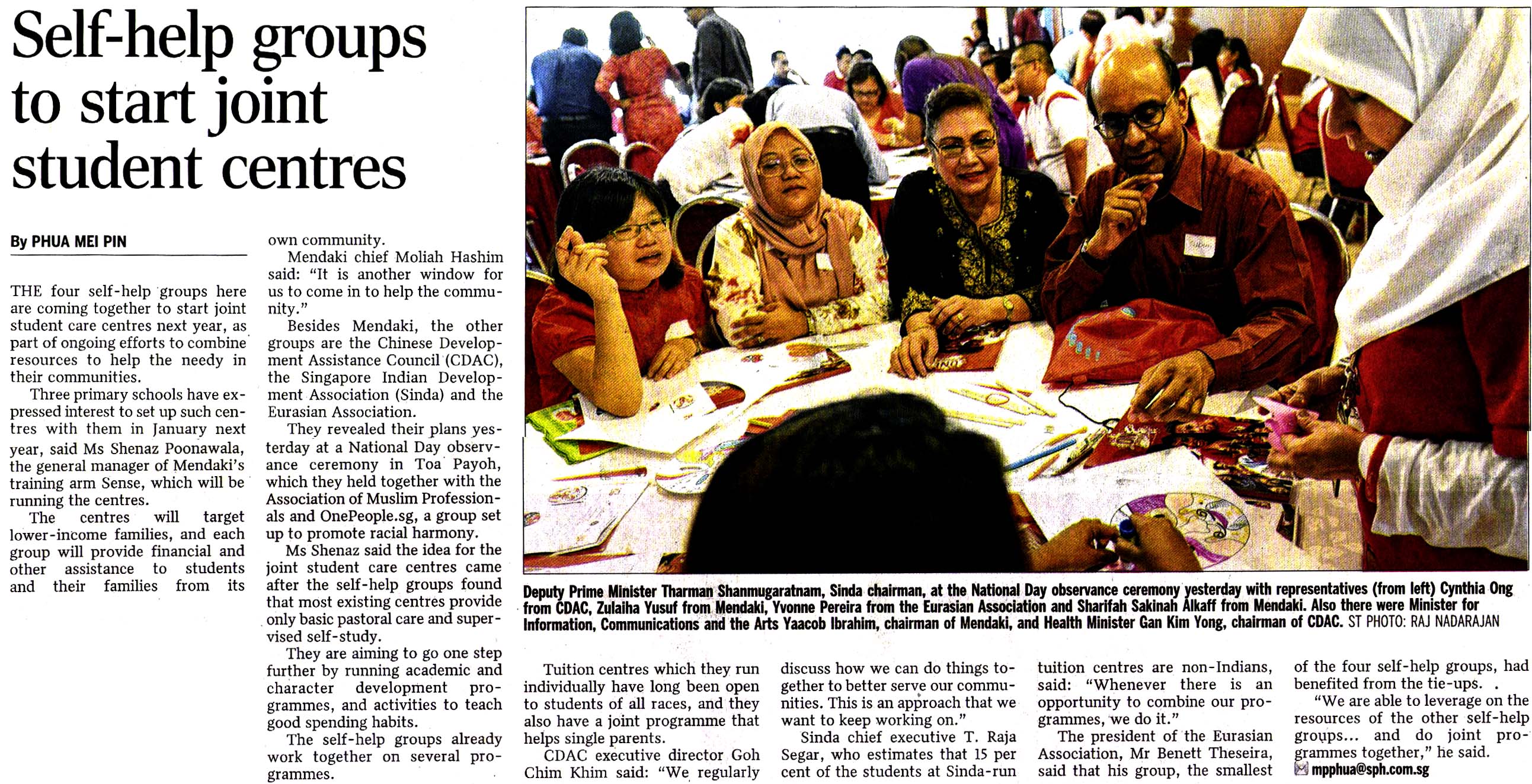 SELF-HELP GROUP START JOINT STUDENT CENTRES – OnePeople.sg